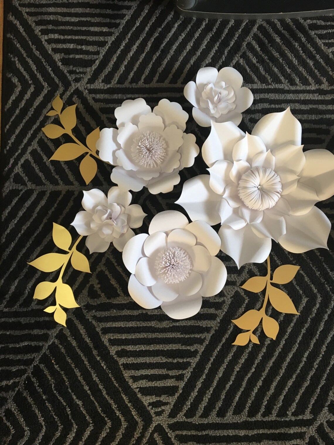 Paper Flowers - Set of 10 Flowers – White Paper Flowers, Baby Shower ...