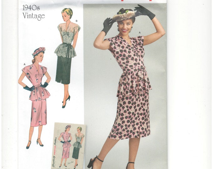 Simplicity 8463 Pattern of 1940's Two Piece Dress Misses Sizes 6-8-10 ...