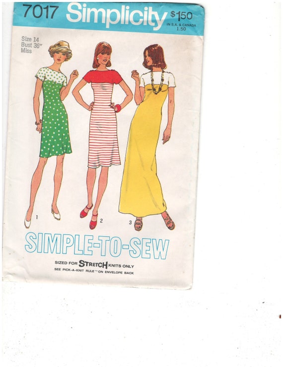 Vintage Simplicity 7017 Sewing Pattern Misses Size 14 Short | Etsy