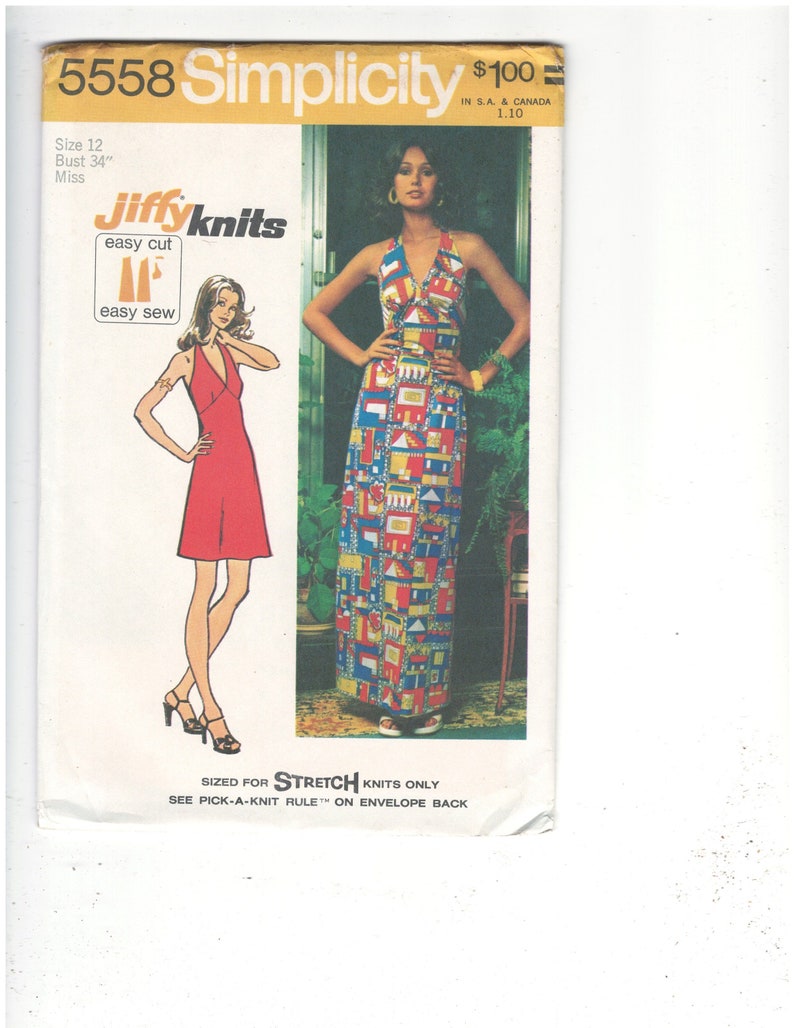 Vintage Simplicity 5558 Sewing Pattern Misses Size 12 Jiffy Knits Long ...