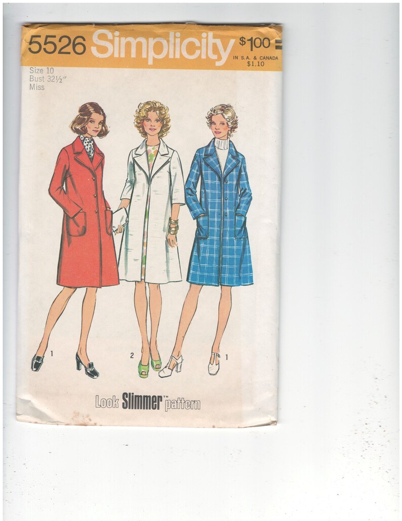 Vintage Simplicity 5526 Sewing Pattern Misses Size 10 A Look Slimmer ...