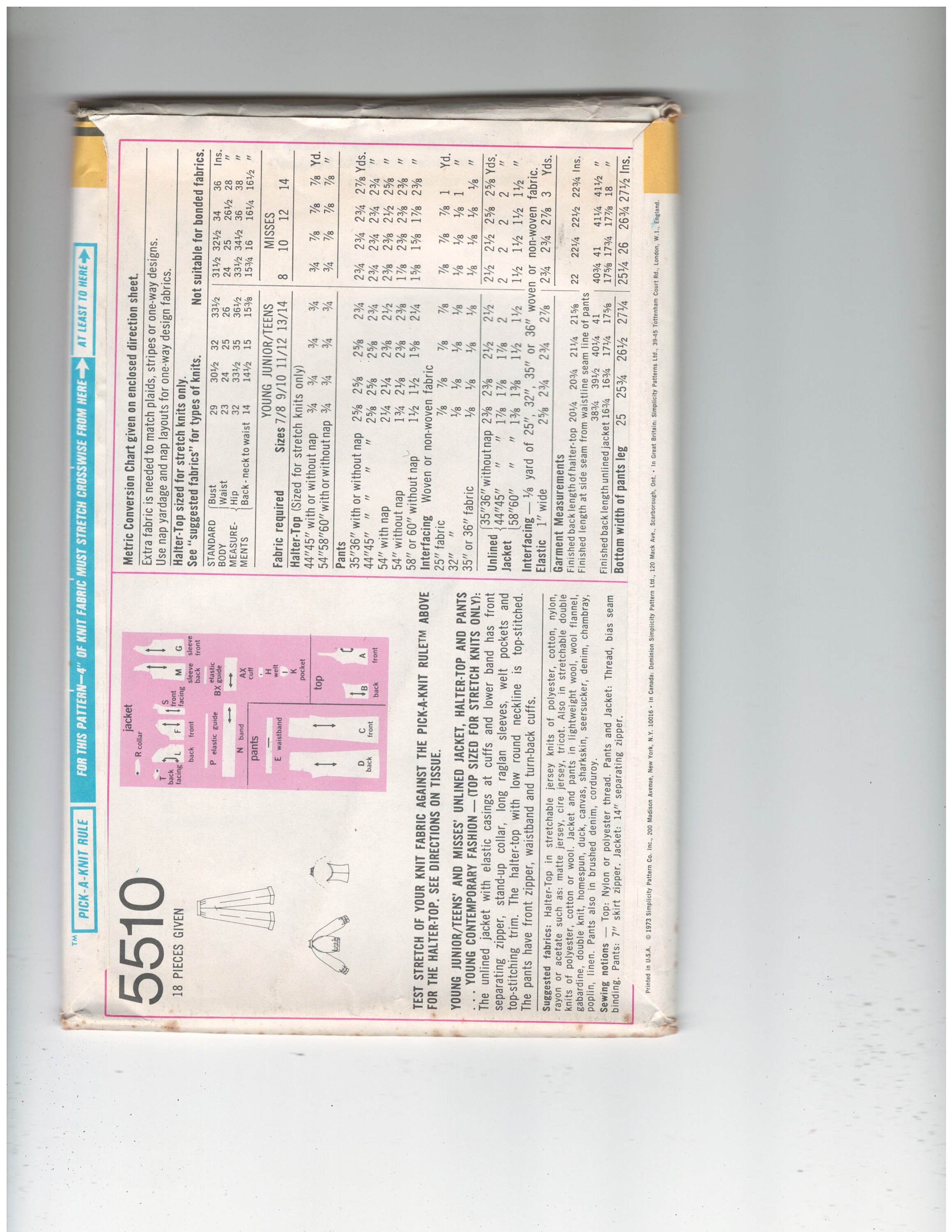 Vintage Simplicity 5510 Sewing Pattern Misses Size 10 Halter Top Long ...