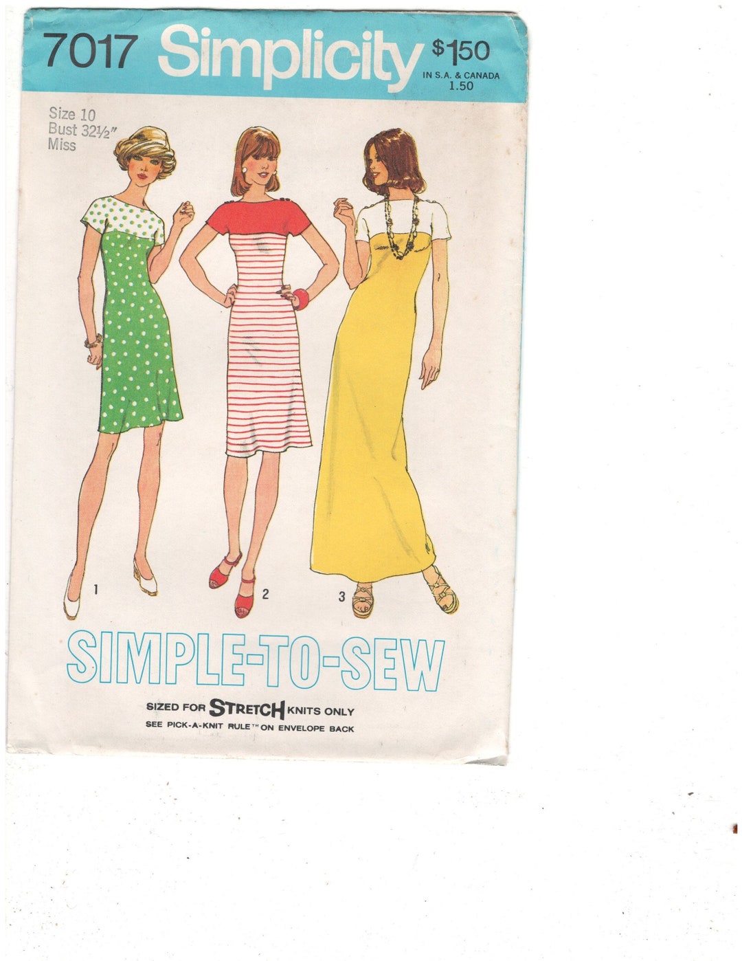 Vintage Simplicity 7017 Sewing Pattern Misses Size 10 Short Sleeve ...