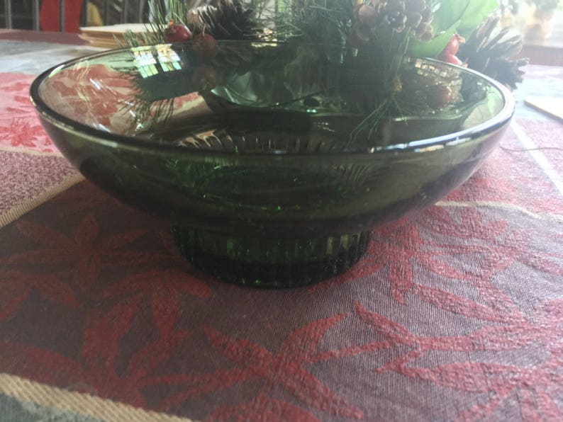 GREEN GLASS BOWL Al Randall Bowl Pedastal Bowl Vintage | Etsy