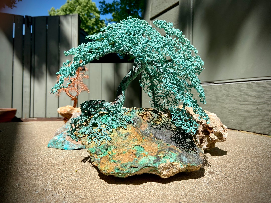 Copper Wire Tree of Life - Oxidized - on Malachite Matrix - Etsy