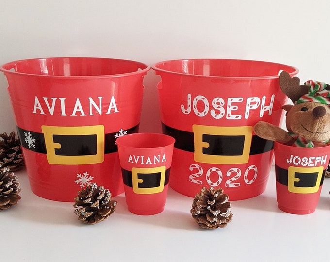 Santa Bucket, Santa Belt Buckle, Personalized Christmas, Christmas Eve ...