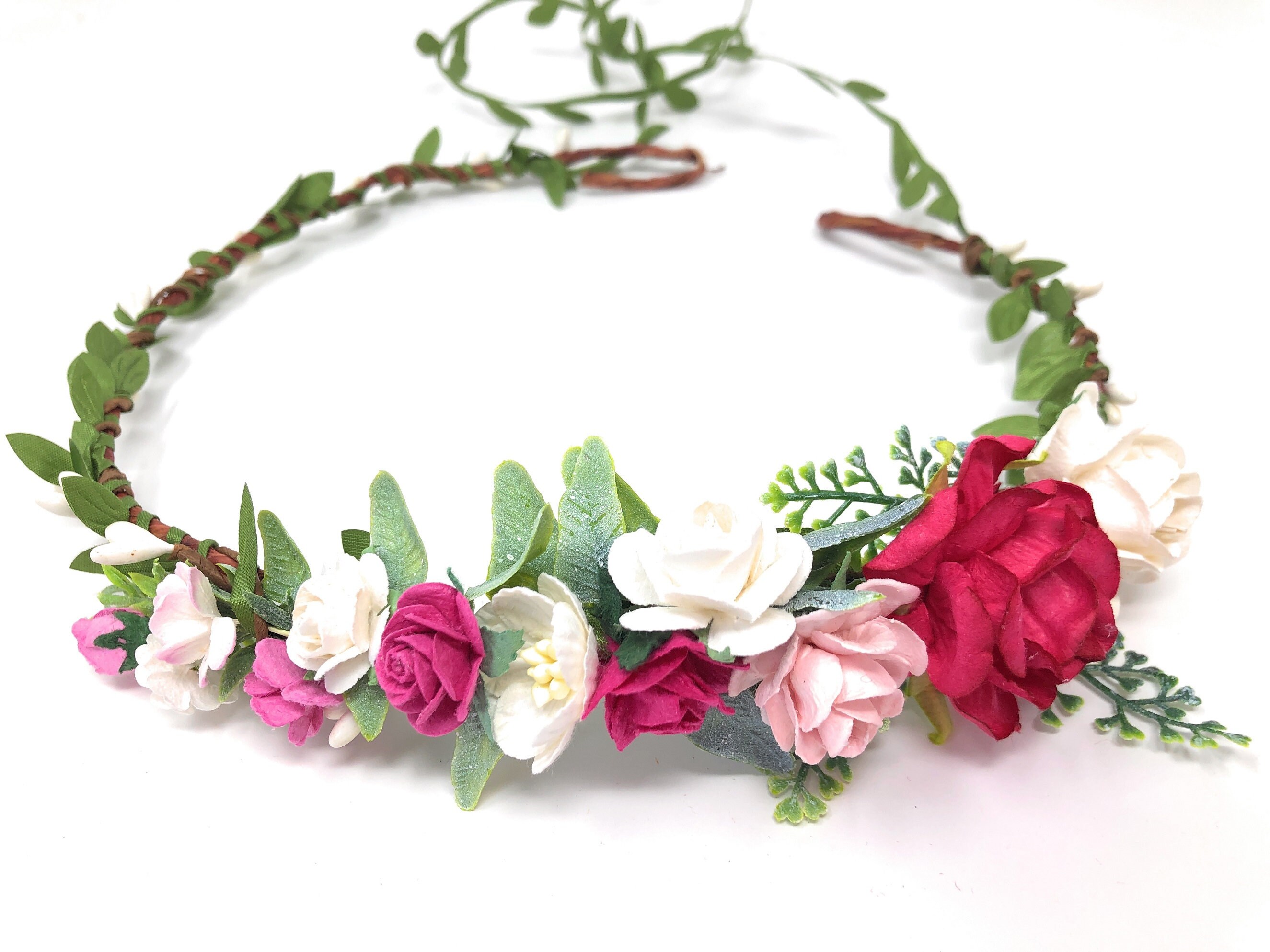 Child Flower Crown Dusty Pink Flower Girl Crown Burgundy | Etsy