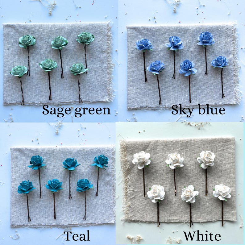 Navy Blue Rose Bobby Pins: Small Floral Pins, Wedding Flower Hair Clips ...