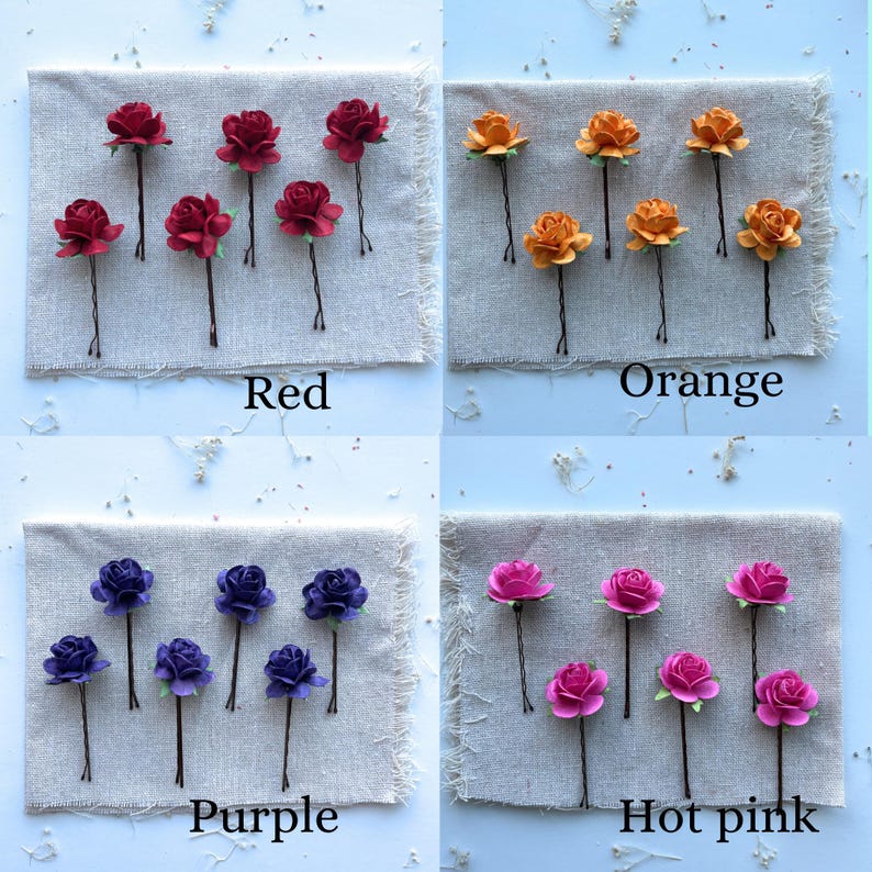 Navy Blue Rose Bobby Pins: Small Floral Pins, Wedding Flower Hair Clips ...