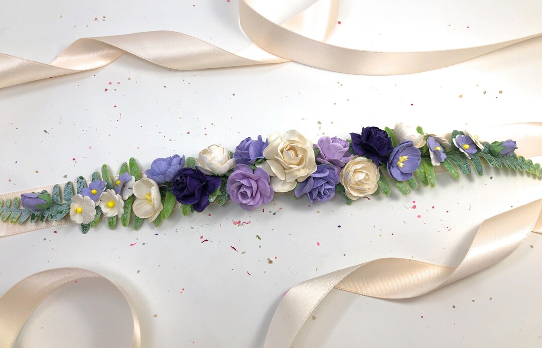 Lavender Floral Sash, Wedding Flower Belt, Bridal Flower Belt, Flower ...