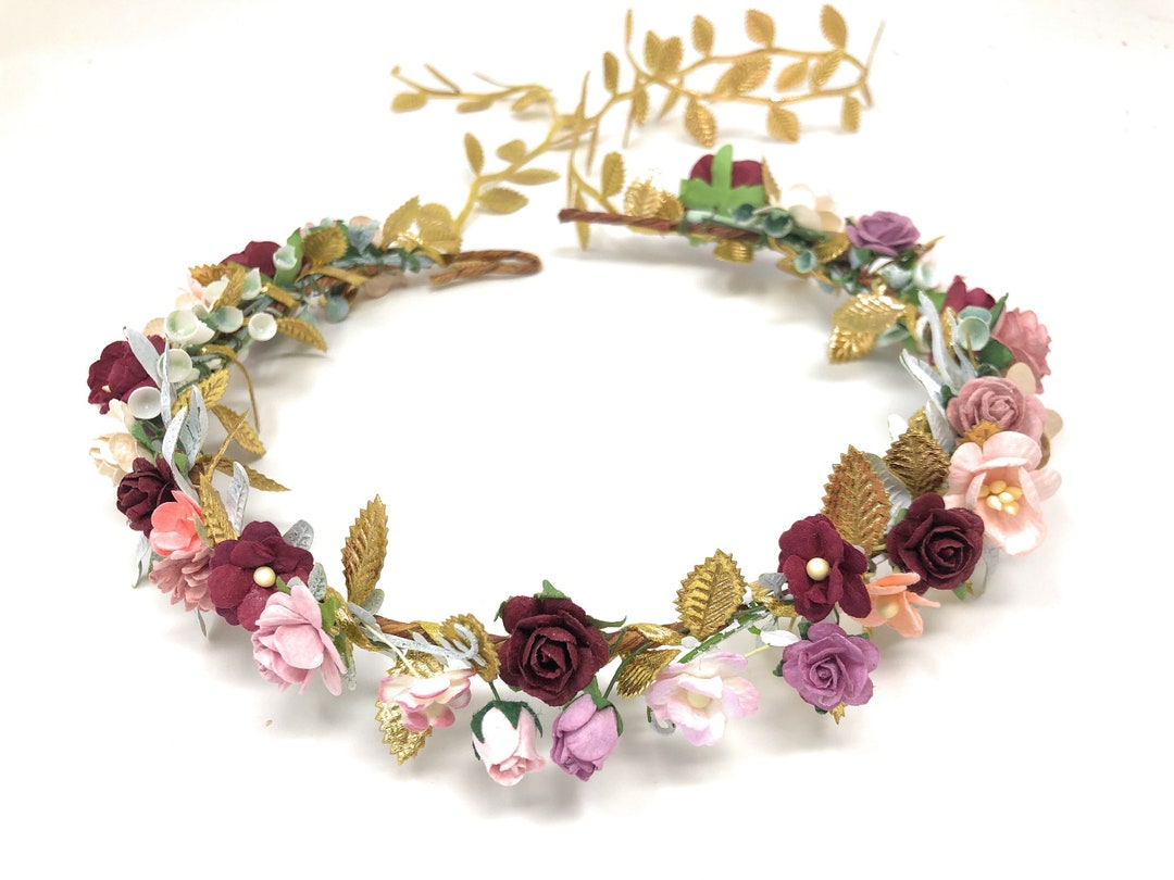 Gold Flower Crown, Wedding Flower Crown, Maternity Flower Crown, Fall ...