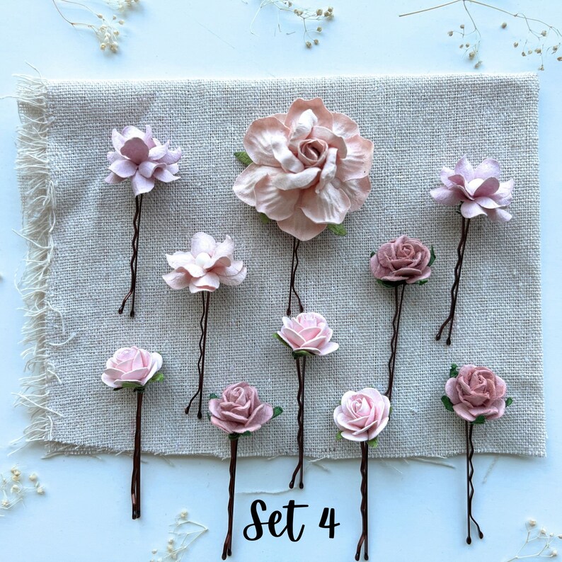Blush Rose Hair Pins: Bridal Flower Hair Accessory - Etsy