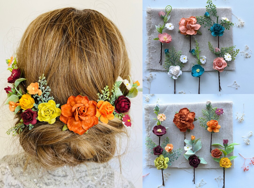 Bridal Hair Pins Terracotta Flower Hair Comb Fall Wedding Guests Hair ...