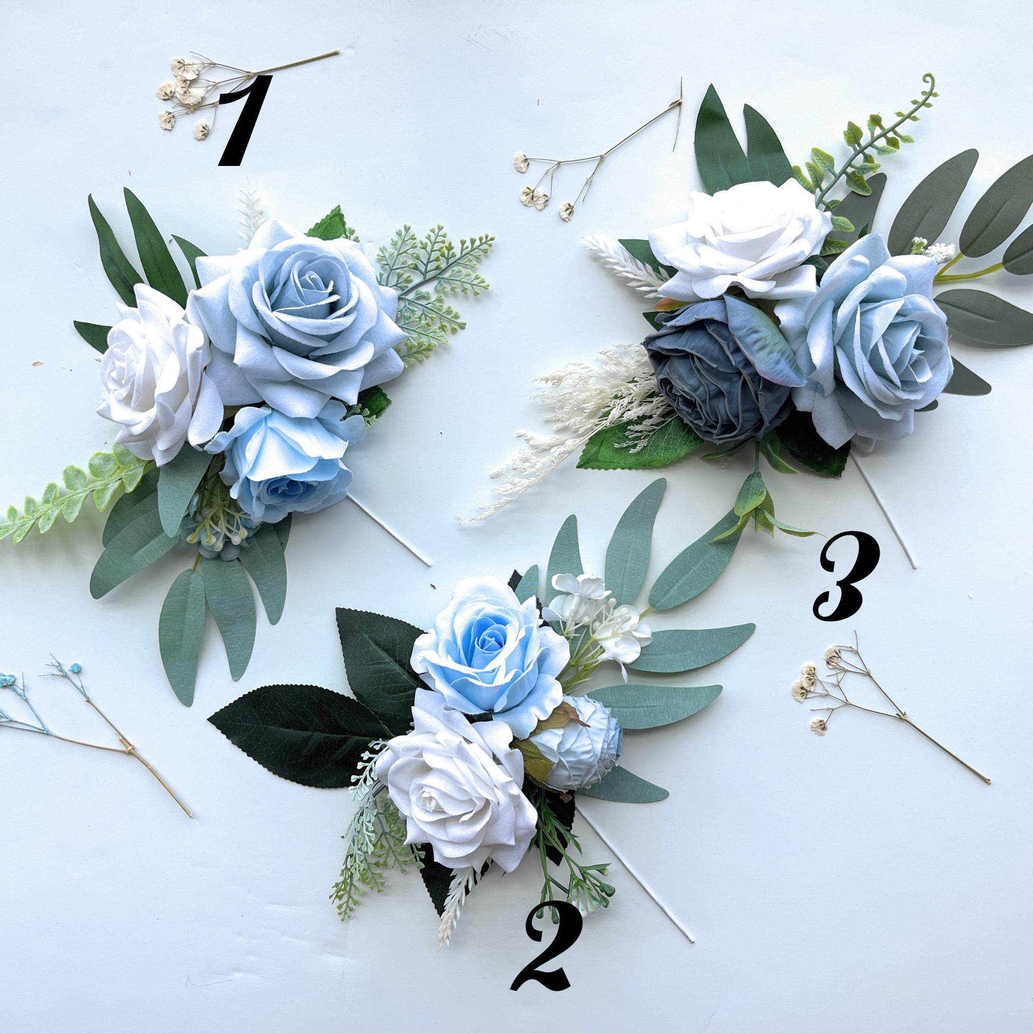 Blue Silk Flower Cake Toppers: DIY Wedding Party Decoration - Etsy