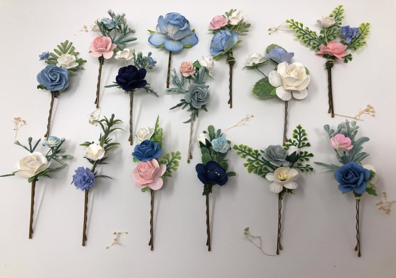 Blue Flower Hair Clips Bridal Hair Pieces Flower Hair Bobby - Etsy UK