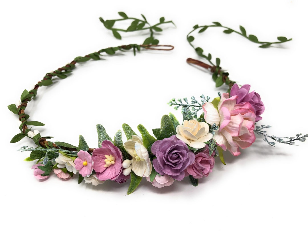 Child Flower Crown, Dusty Pink Flower Girl Crown, Burgundy Flower Crown ...