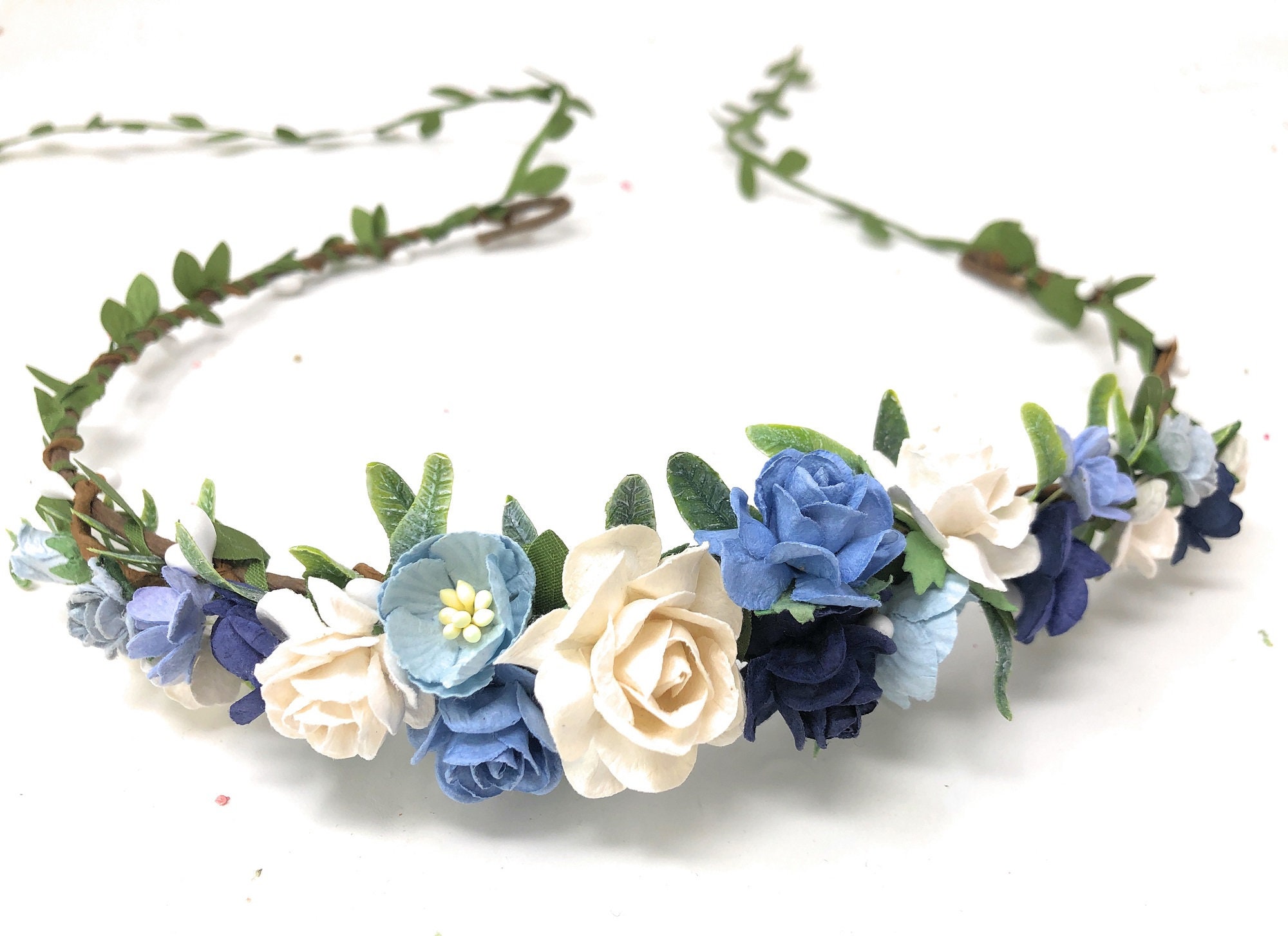 Blue Flower Crown Halo Flower Crown Flower Wreath Wedding - Etsy