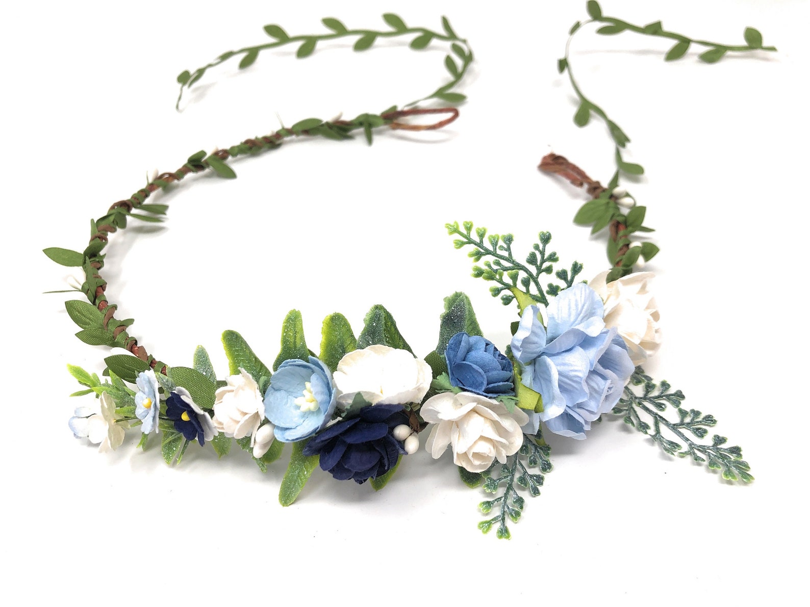 Floral Crown Wedding Blue Flower Crown Adult Flower Girl - Etsy