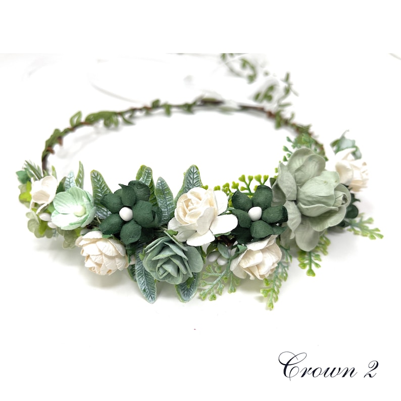 Sage Green Flower Crown: Pastel Floral Headband, Wedding Hair Wreath - Etsy