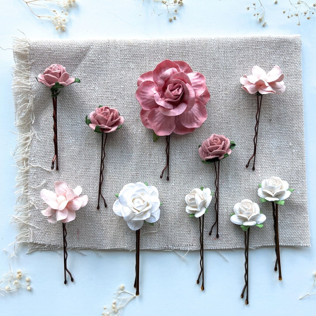 Prom Hair Pins Dusty Pink Hairstyle Rose Hair Clips Bridal Hair Pieces ...