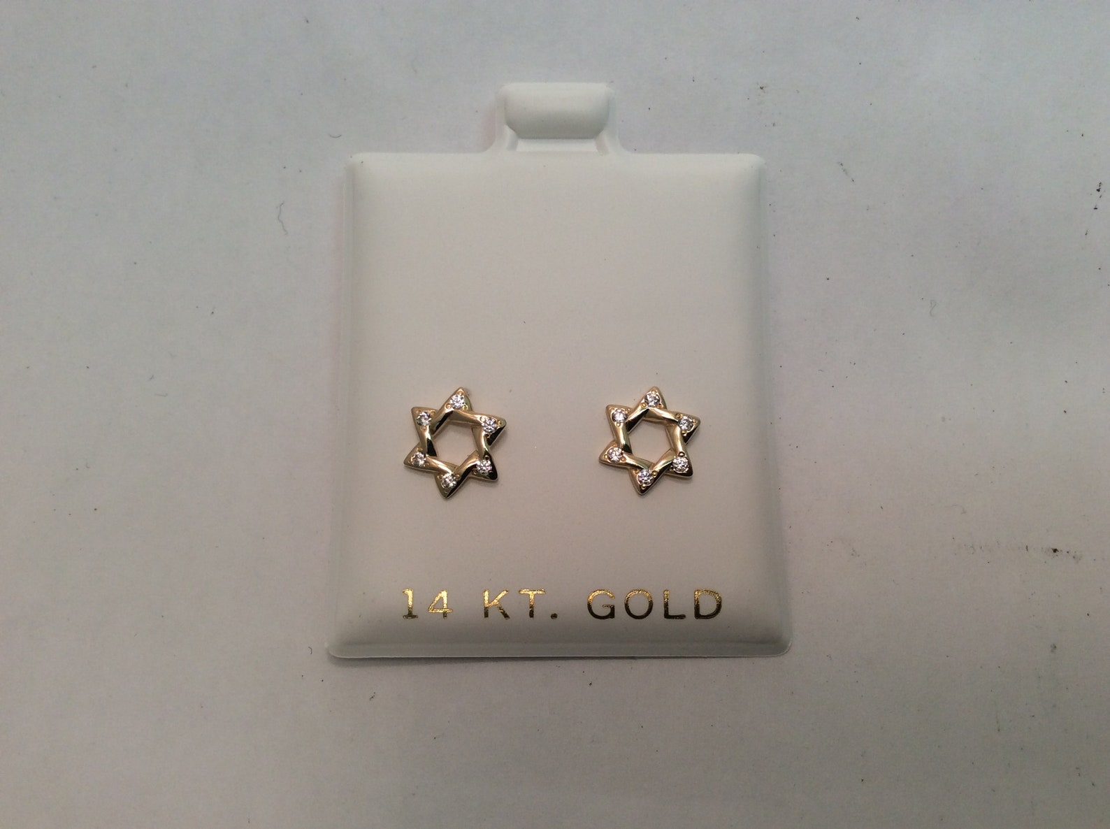 14k Real Yellow Gold Star of David CZ Stud Screw Back Earrings - Etsy