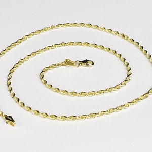 10kt SOLID REAL Gold Diamond Cut ROPE Pendant Chain/necklace 20" 2mm 5. ...