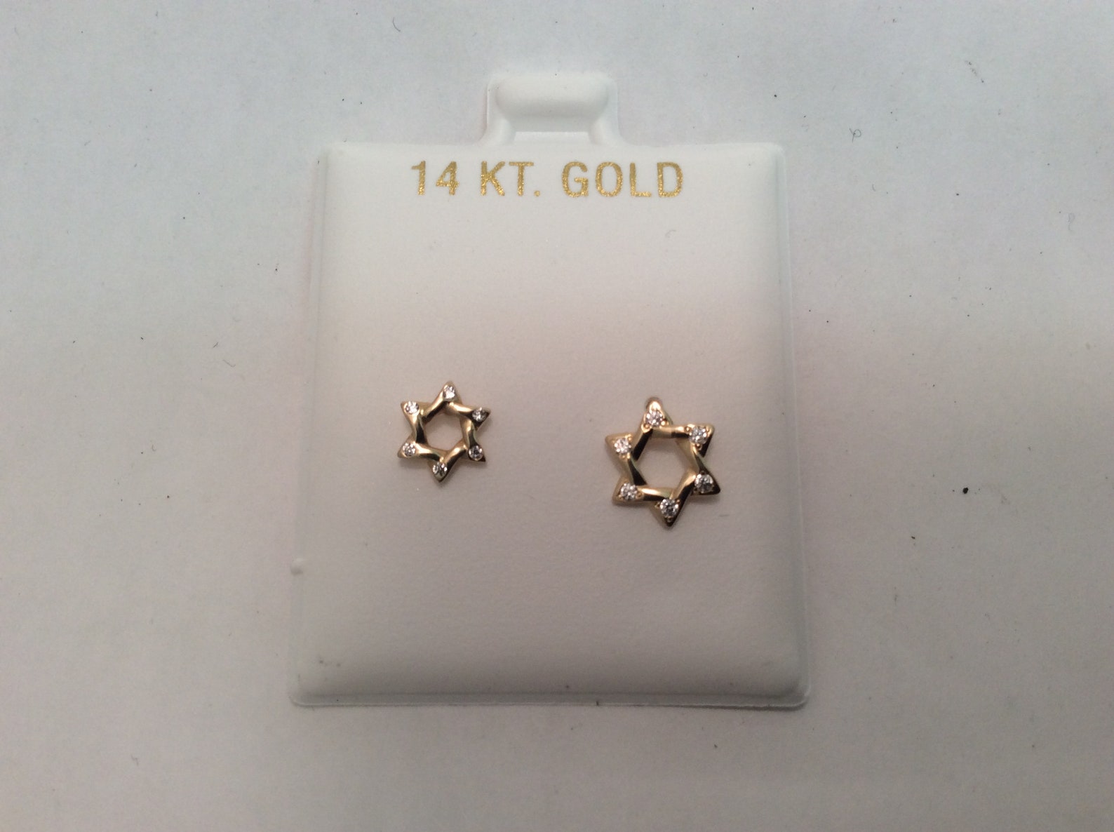 14k Real Yellow Gold Star of David CZ Stud Screw Back Earrings - Etsy