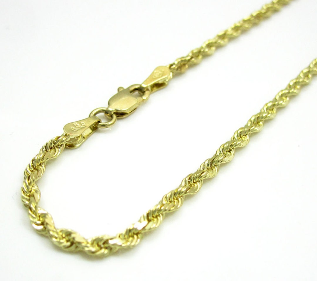 10kt SOLID REAL Gold Diamond Cut ROPE Pendant Chain/necklace 20" 2mm 5. ...