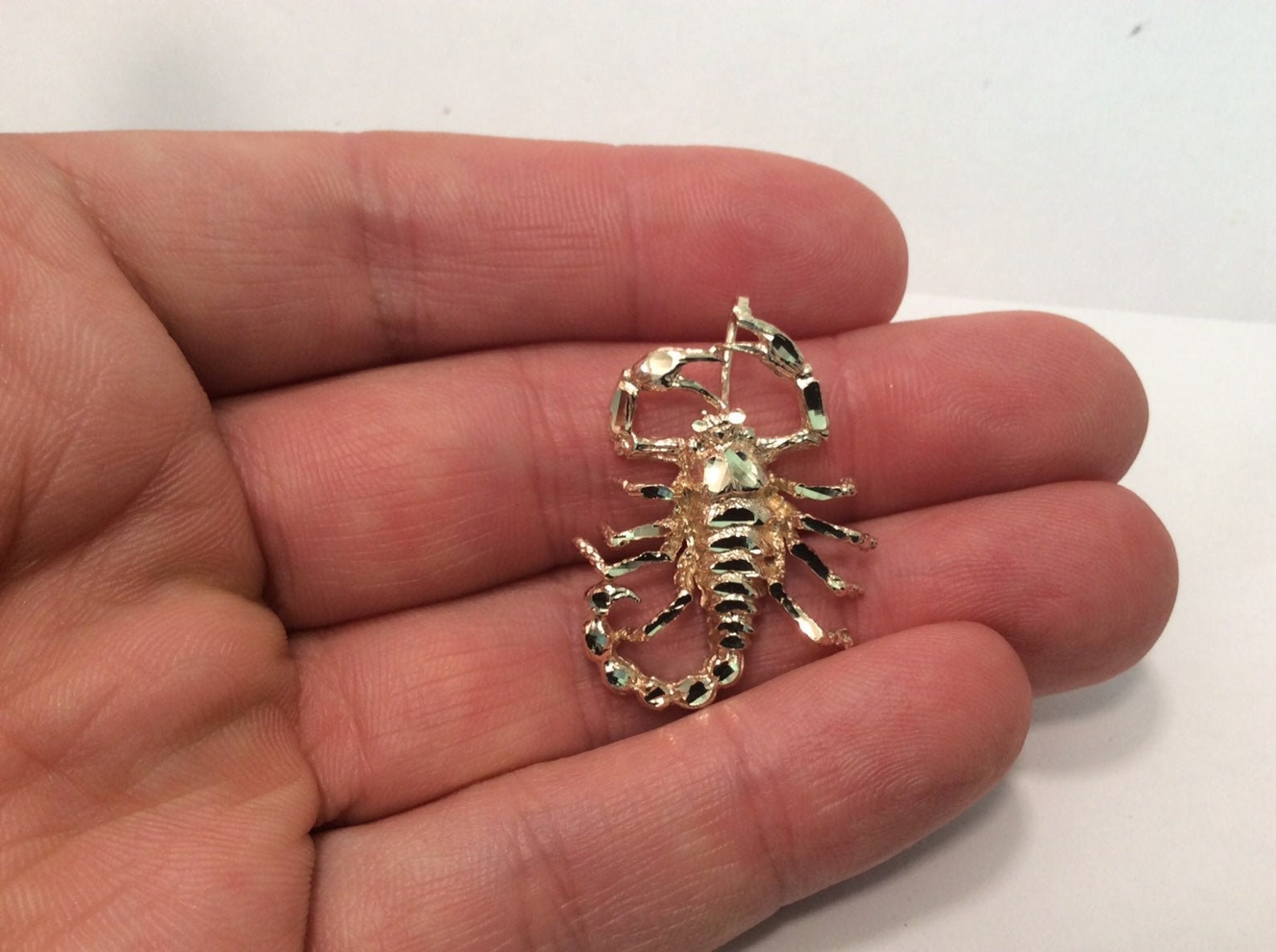 10K Solid Yellow REAL Gold Scorpion Pendant 3D Scorpio Zodiac | Etsy