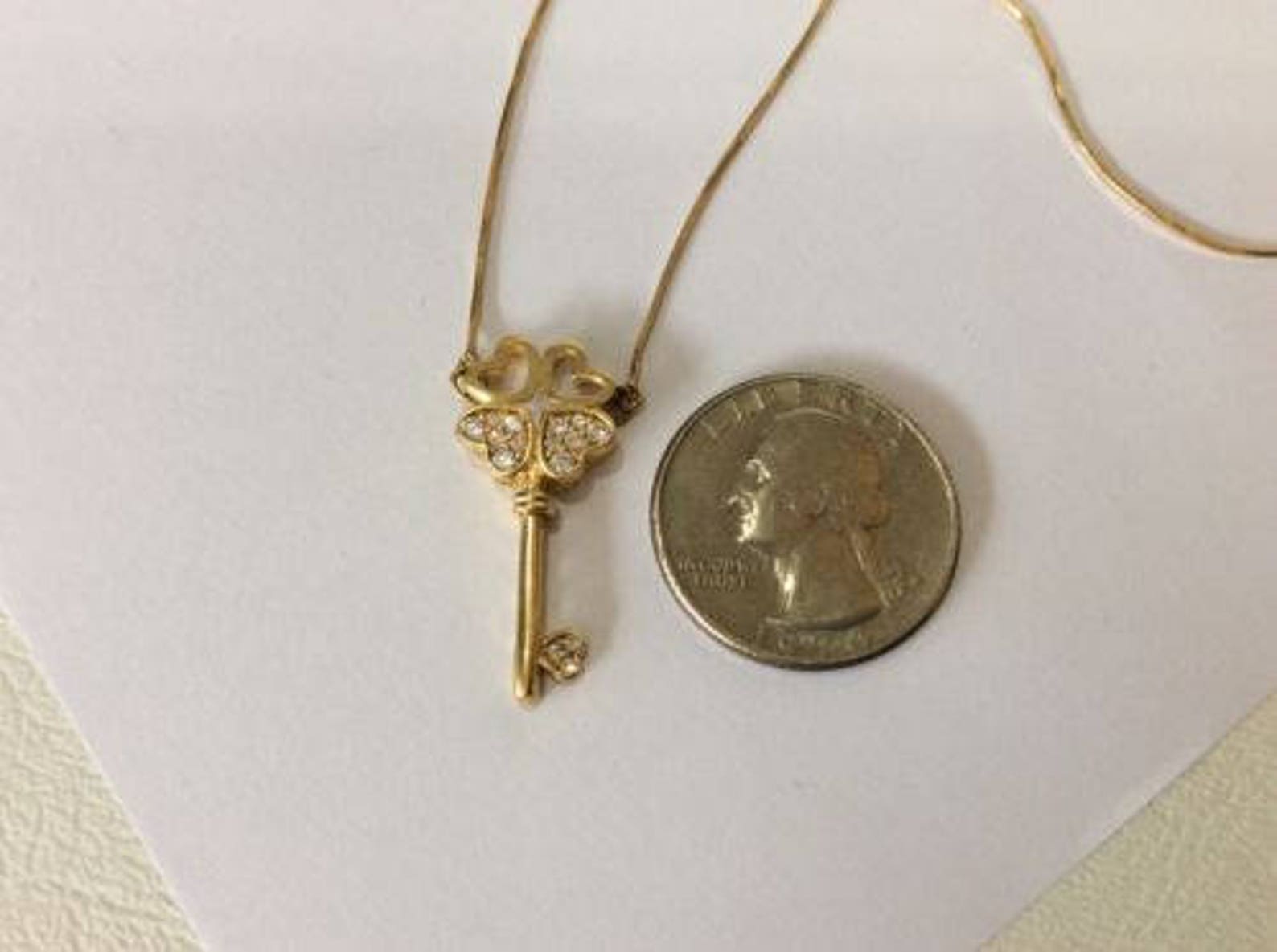 14k Yellow Real Gold Solid Heart KEY Lock Cz Pendant With - Etsy