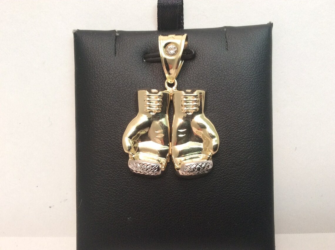10k Yellow Real Gold Boxing Gloves Boxer Gloves CZ Pendant | Etsy