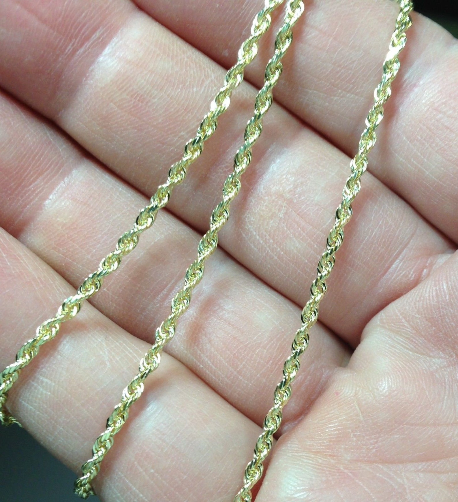 10kt SOLID REAL Gold Diamond Cut ROPE Pendant Chain/necklace | Etsy