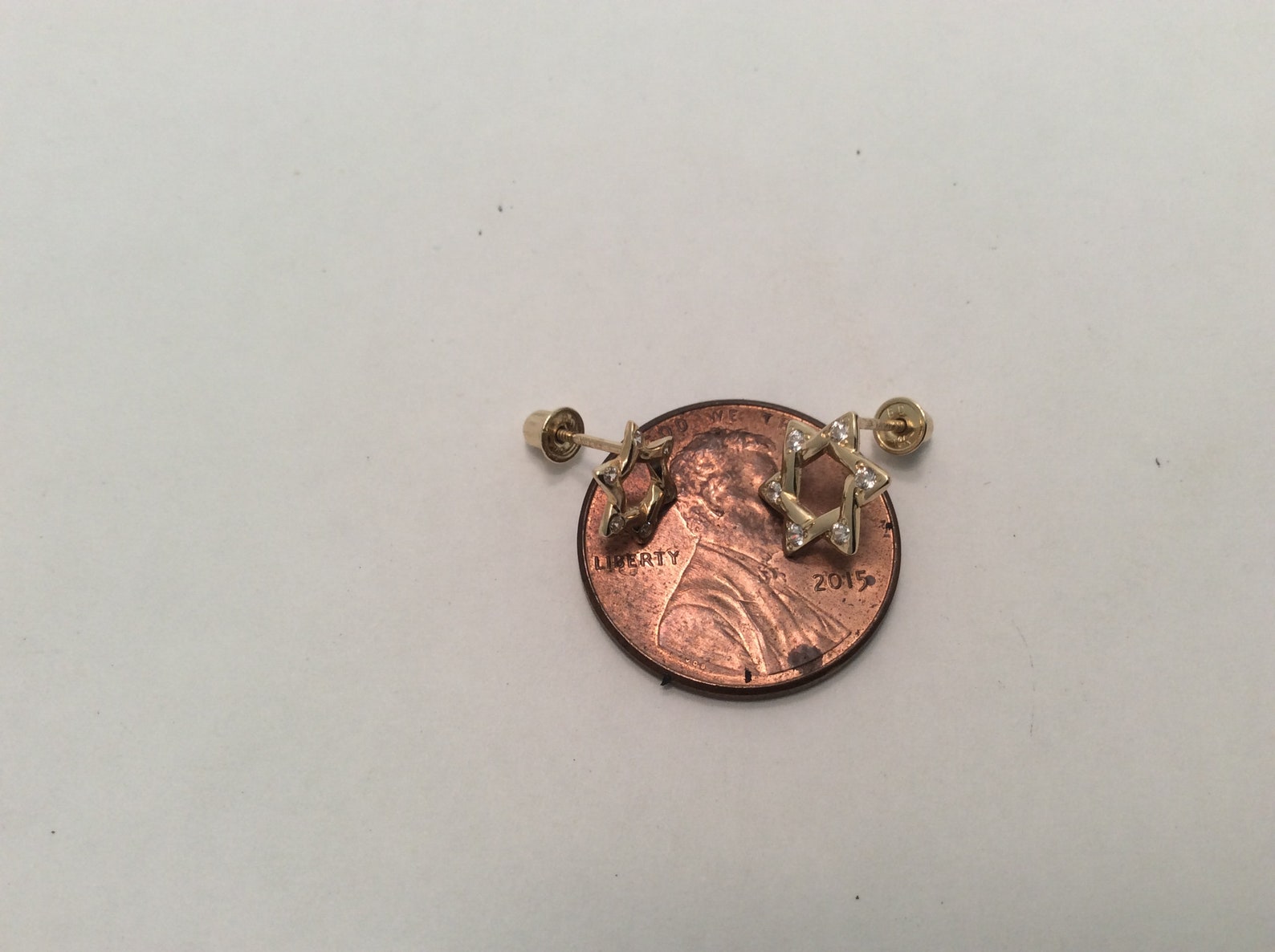 14k Real Yellow Gold Star of David CZ Stud Screw Back Earrings - Etsy