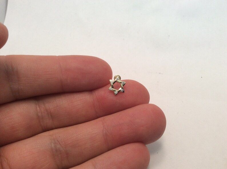 14k Real Yellow Gold Star of David CZ Stud Screw Back Earrings - Etsy