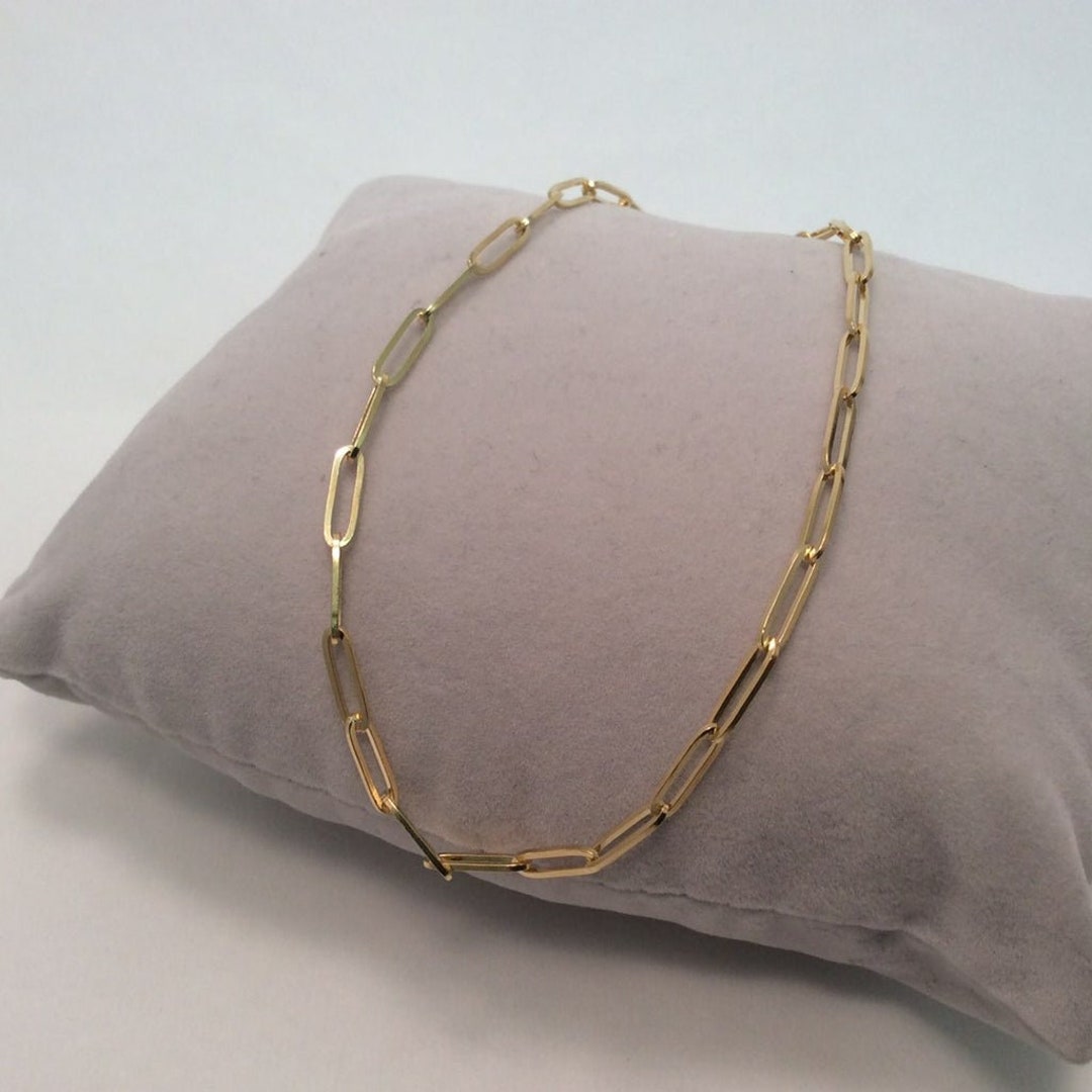 Solid 10K Genuine Real Yellow Gold Paperclip Ankle Bracelet 10'' 3mm 3 ...