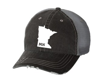 State of Minnesota Distressed Ladies Baseball Hat Mesh | Etsy