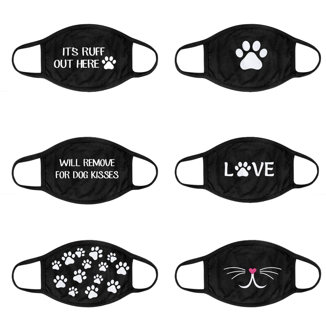 Funny Dog or Cat Glitter or Plain Face Mask | Face Cover | Funny ...