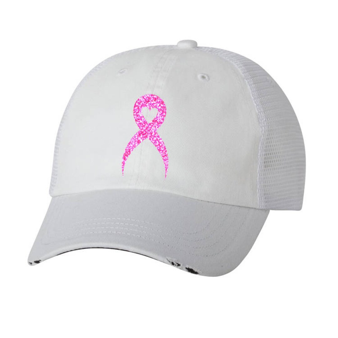 Breast Cancer Distressed Ladies Baseball Hat | Mesh | Trucker | Hope ...