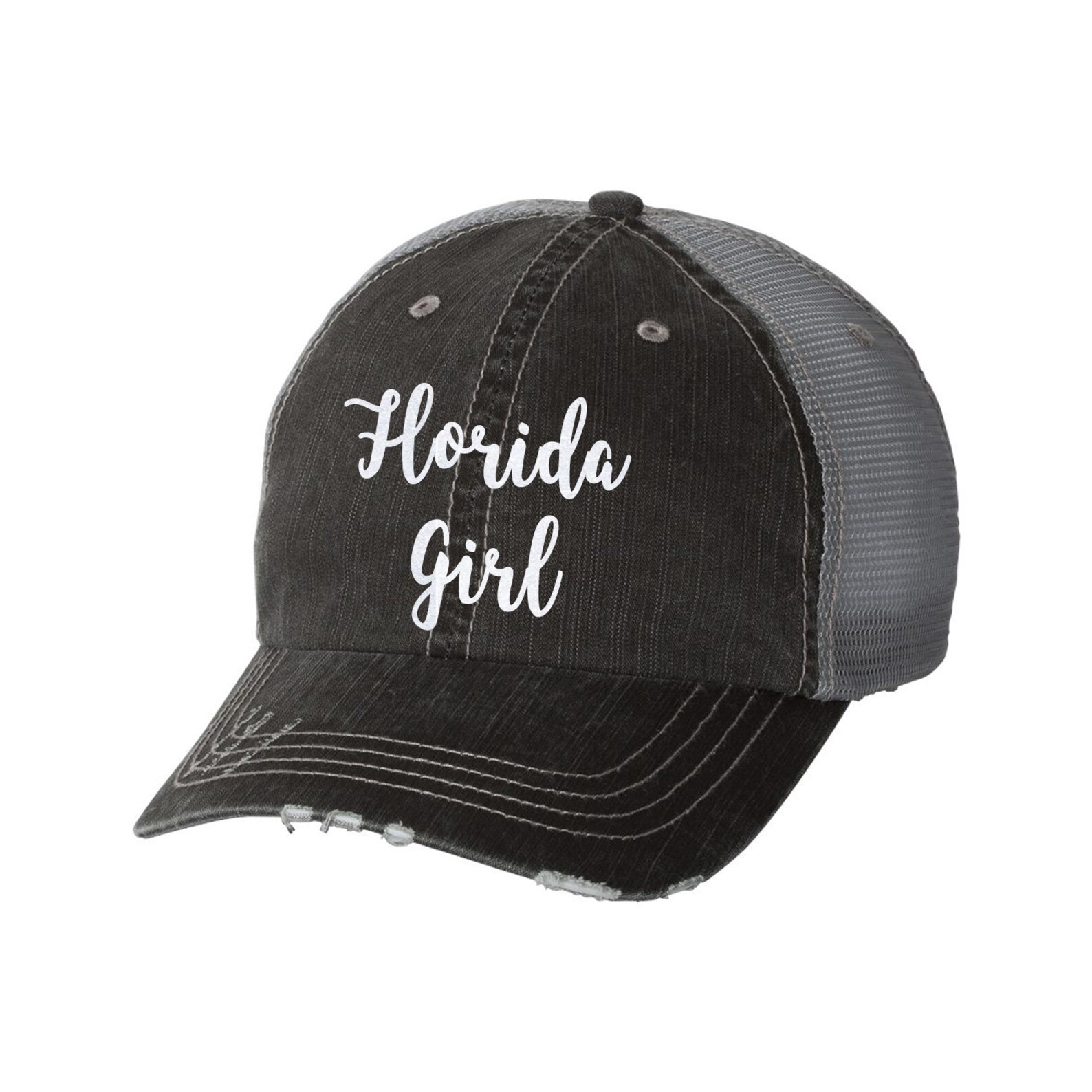Florida Girl Distressed Ladies Baseball Hat Mesh Trucker - Etsy