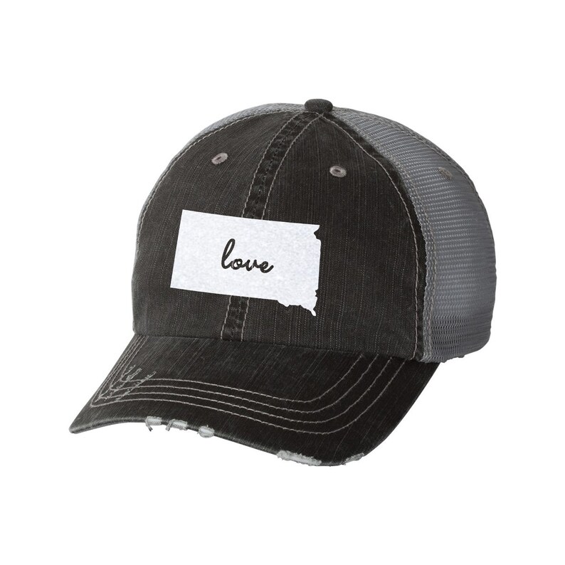 State of South Dakota Love Distressed Ladies Baseball Hat - Etsy