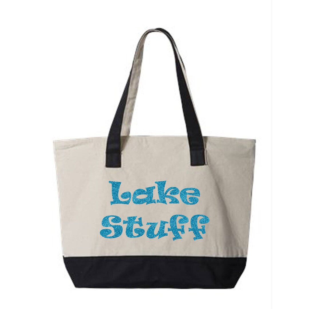 Lake Stuff Zippered Beach Tote Canvas Bag Lake Anchor Nautical - Etsy