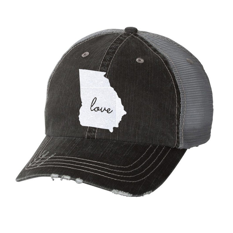 State of Georgia Love Distressed Ladies Baseball Hat Mesh - Etsy