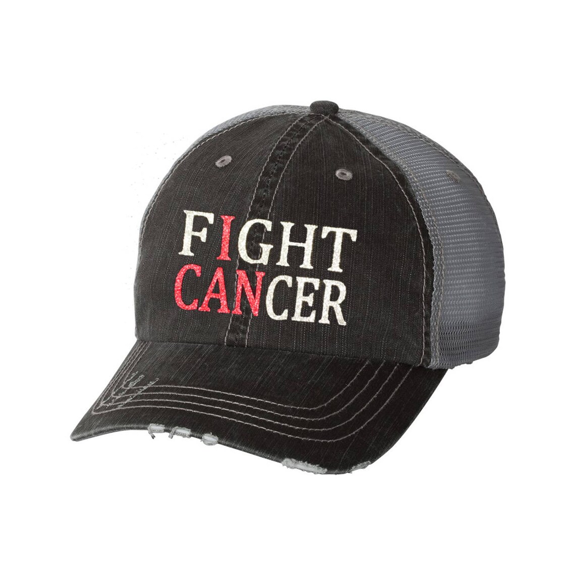 Fight Cancer Distressed Ladies Baseball Hat Mesh Trucker - Etsy