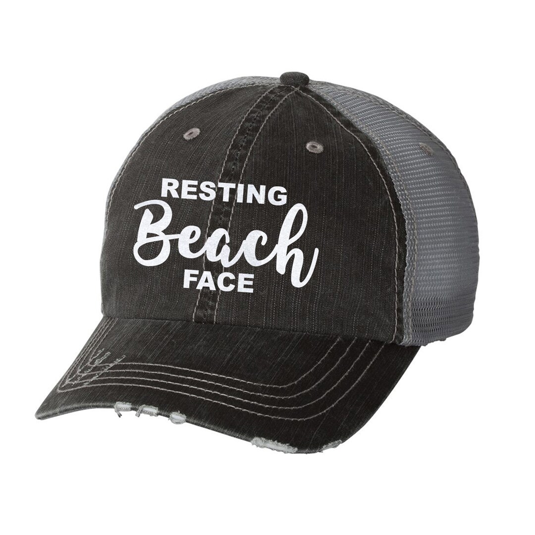 Resting Beach Face Distressed Ladies Baseball Hat | Mesh | Trucker ...
