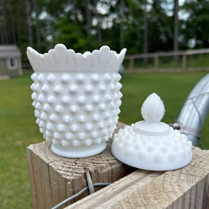 Fenton White Vintage Hob Nob Candy Jar - Etsy