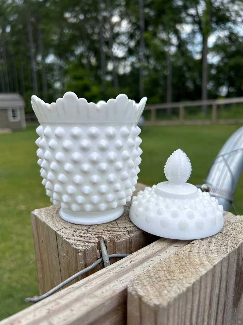 Fenton White Vintage Hob Nob Candy Jar - Etsy
