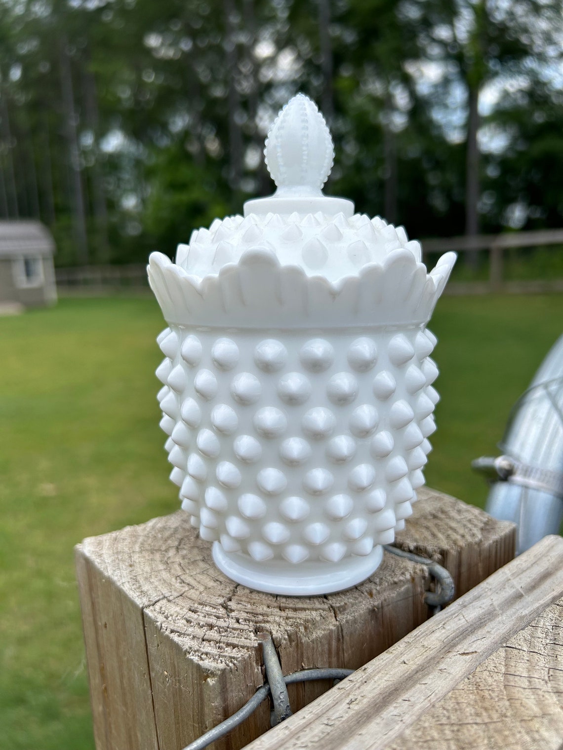 Fenton White Vintage Hob Nob Candy Jar - Etsy
