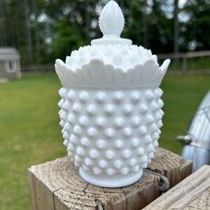 Fenton White Vintage Hob Nob Candy Jar - Etsy