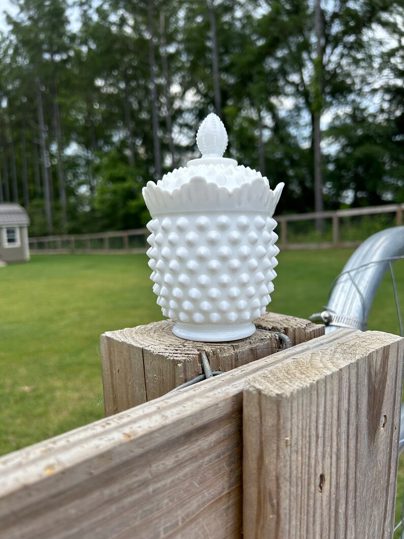 Fenton White Vintage Hob Nob Candy Jar - Etsy