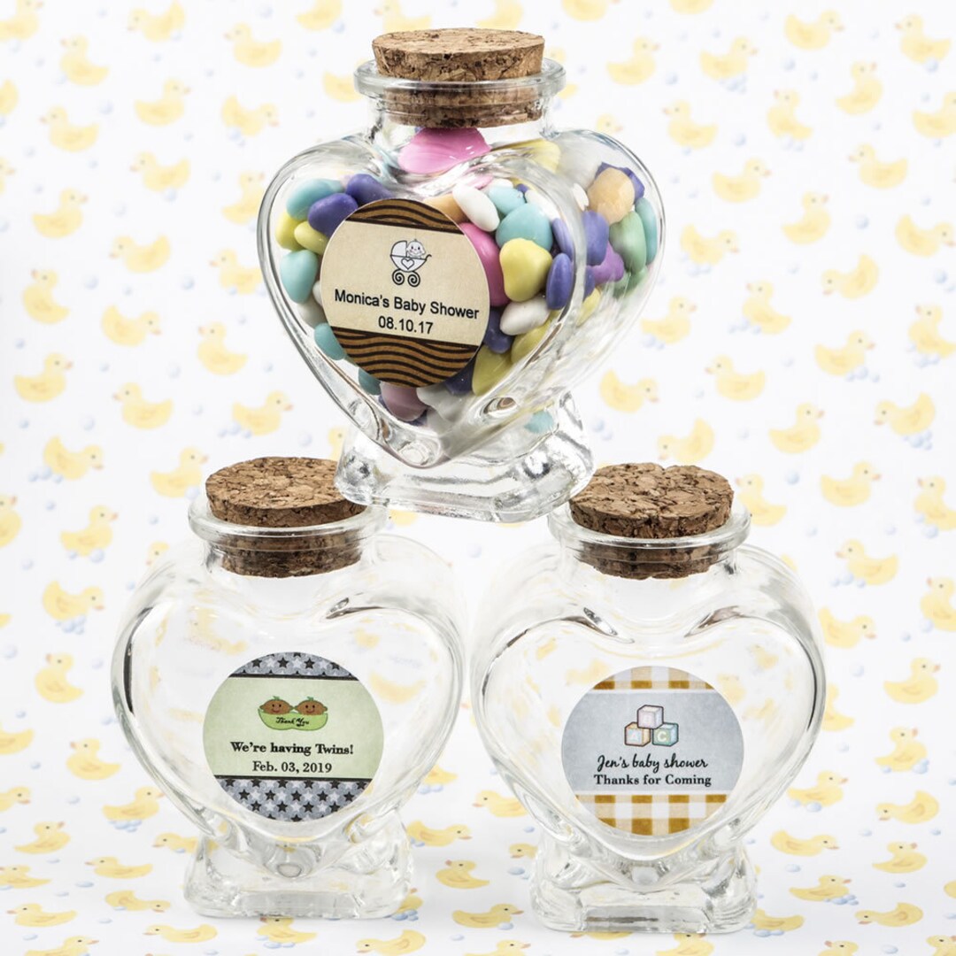 25 Personalized Baby Shower Heart Shaped Glass Jars Set of 25 - Etsy